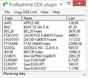 DDE Data Export - ProRealTime user manual